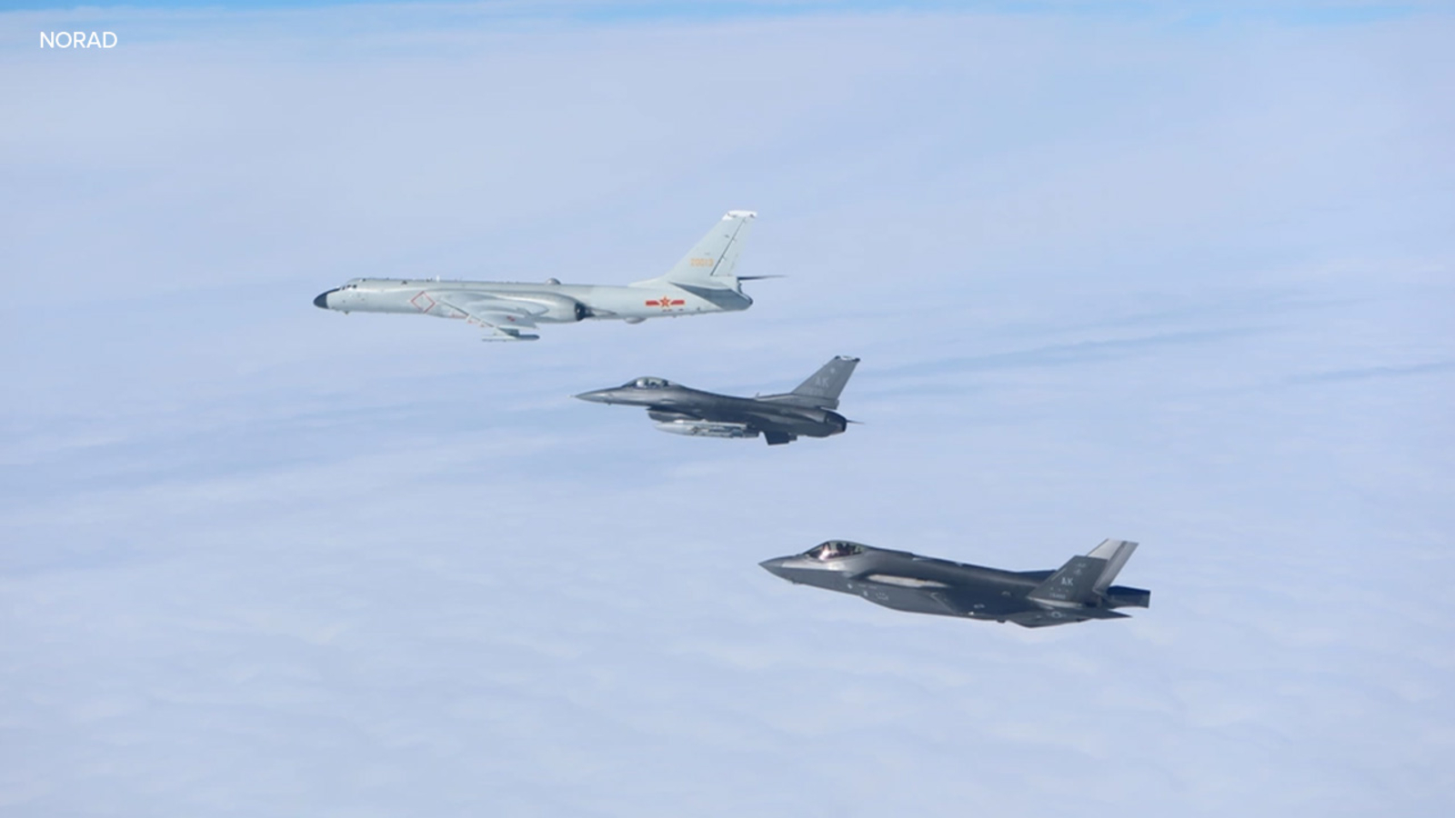 NORAD releases photos of Russian and Chinese bombers intercepted off of ...