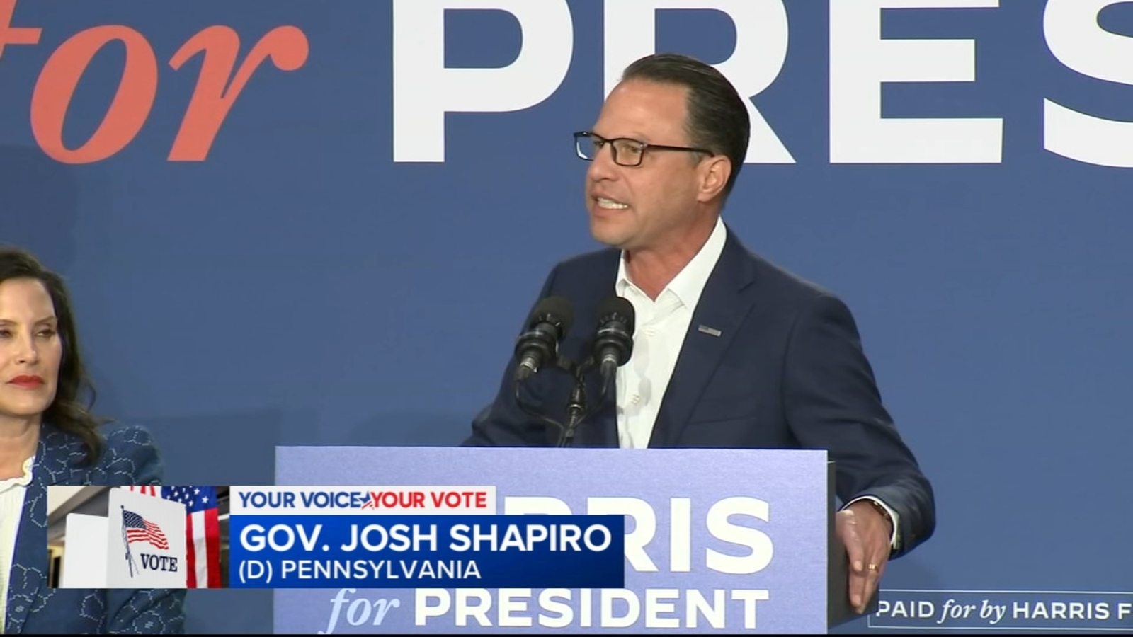Pa. Gov. Josh Shapiro, Michigan Gov. Gretchen Whitmer hold 'Harris for ...
