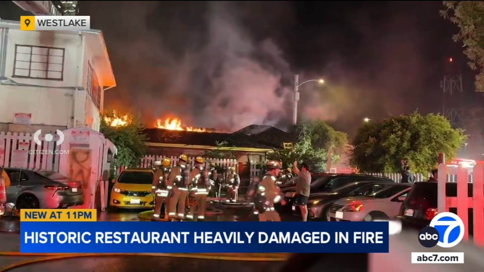 Fire erupts at former Pacific Dining Car restaurant site in Westlake ...