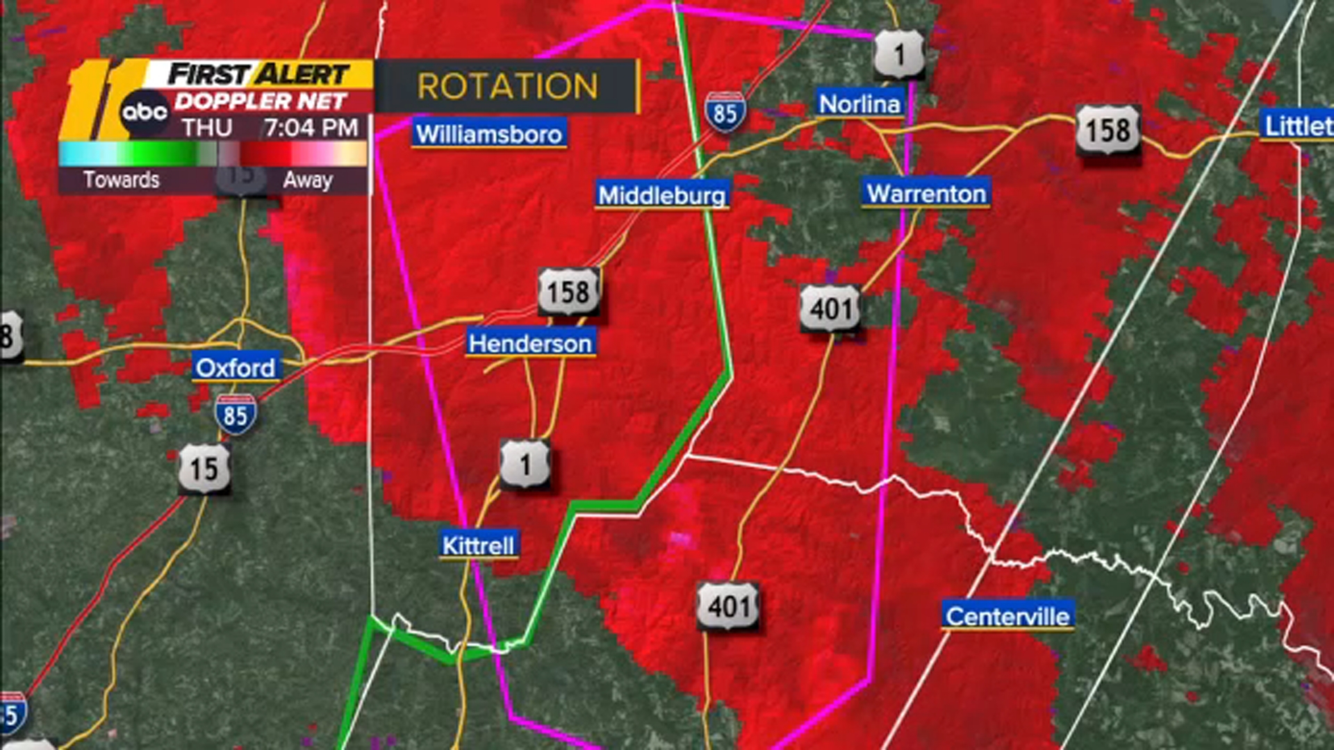 Tornado warning in effect for Franklin, Vance, Warren counties - ABC11 ...