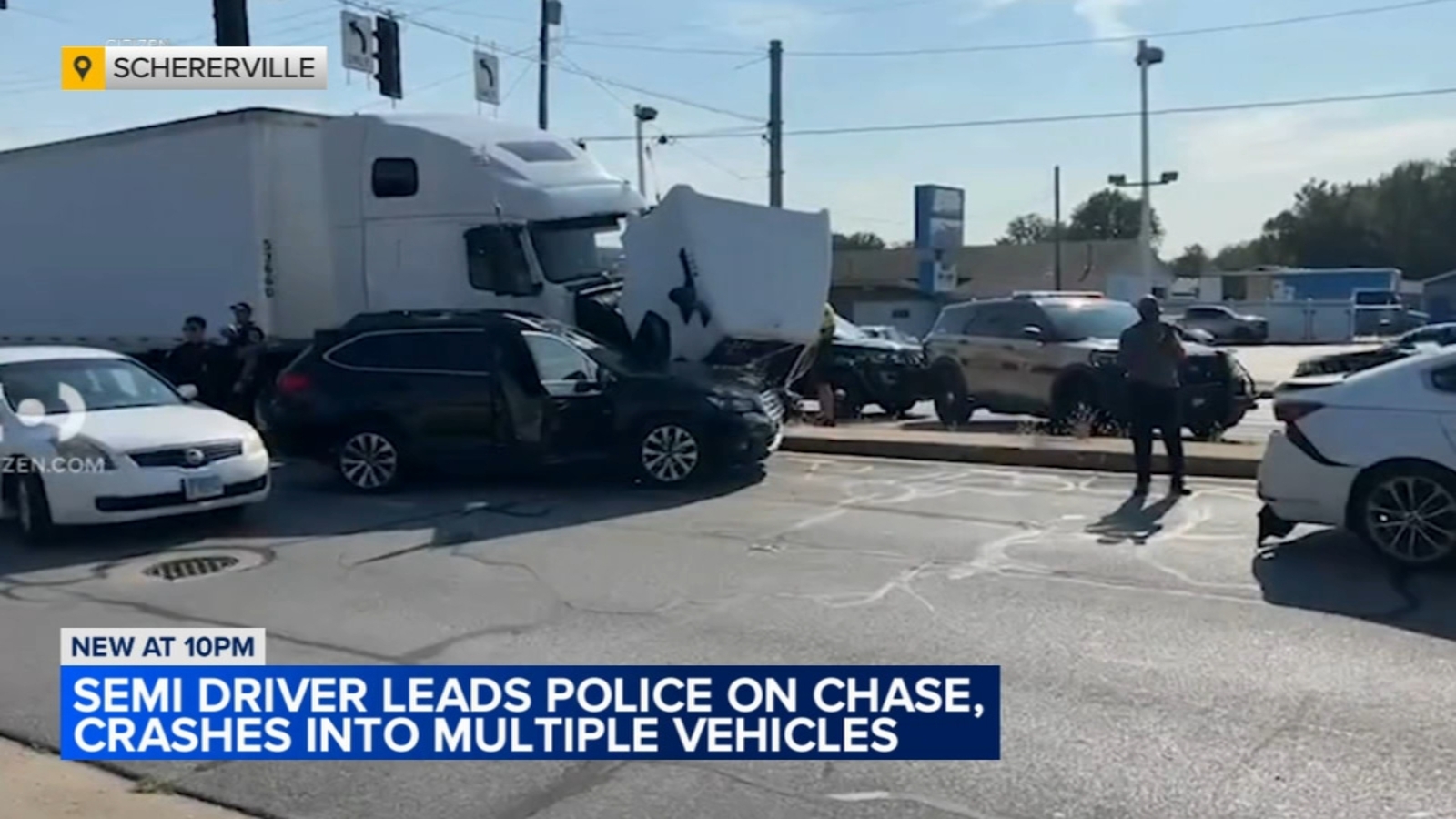Semi truck driver leads police on chase in Schererville before crashing ...