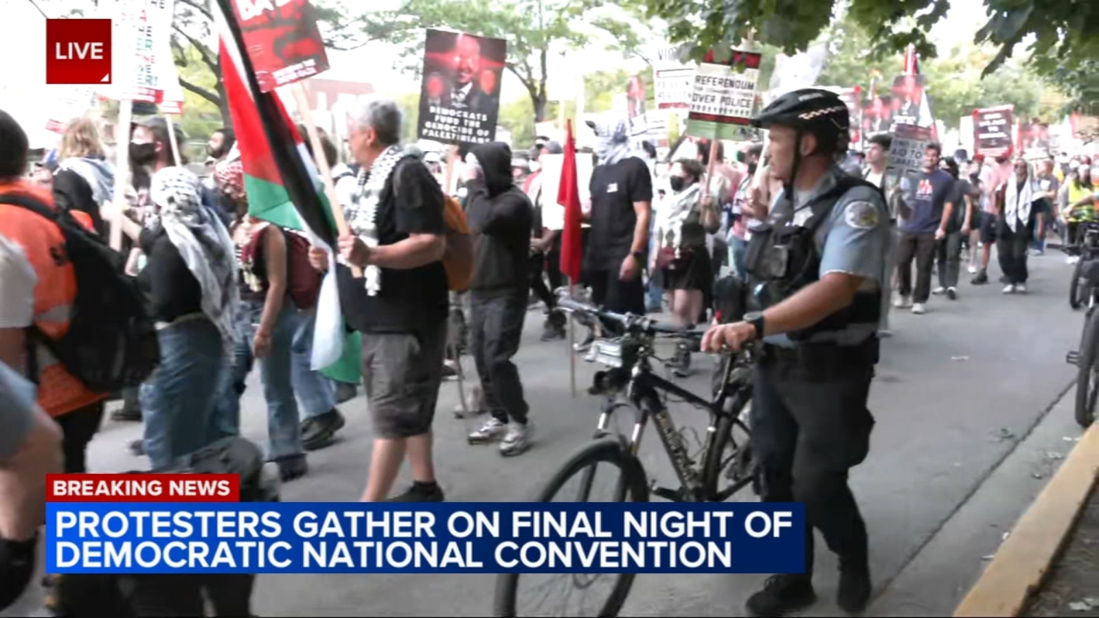 Pro-Palestinian protesters on final march on Chicago DNC - ABC7 Chicago