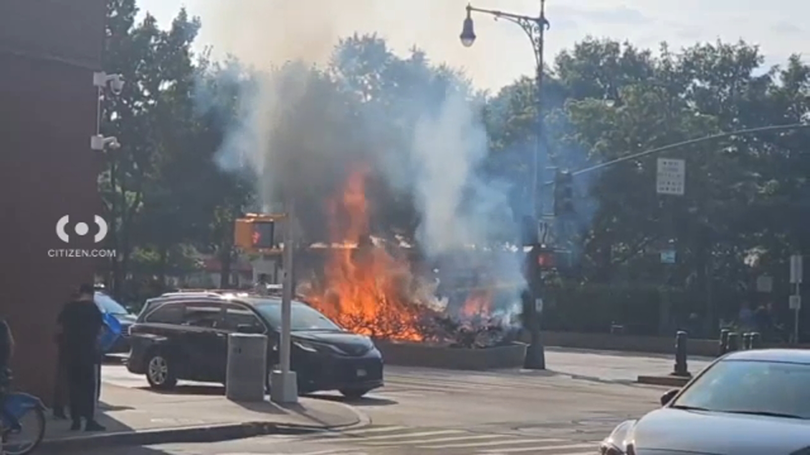 Hell's Kitchen fire: Flames shoot up in the air near Pier 83 - ABC7 New ...