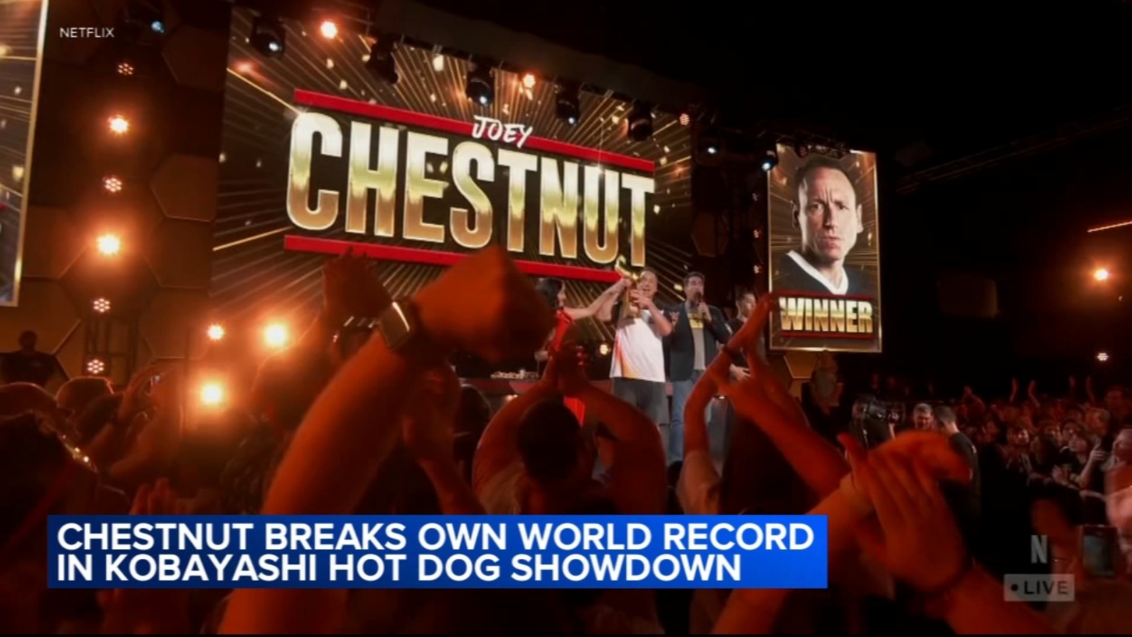 Joey Chestnut breaks own world record, beating rival Takeru Kobayashi ...