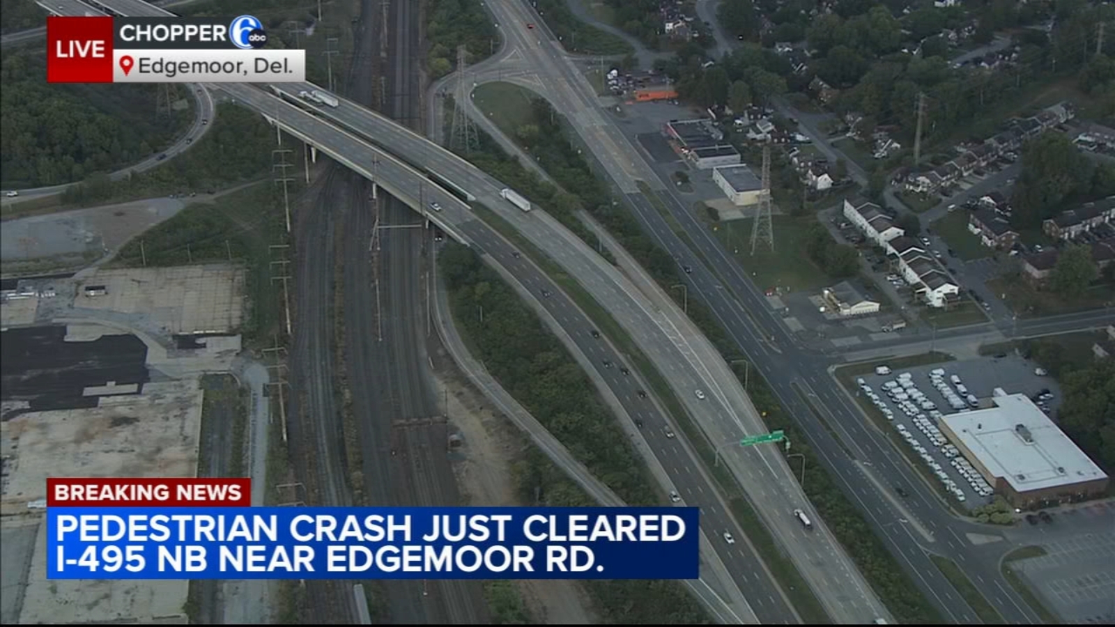 Pedestrian struck on I-495 in Edgemoor, Delaware state police say - 6abc Philadelphia