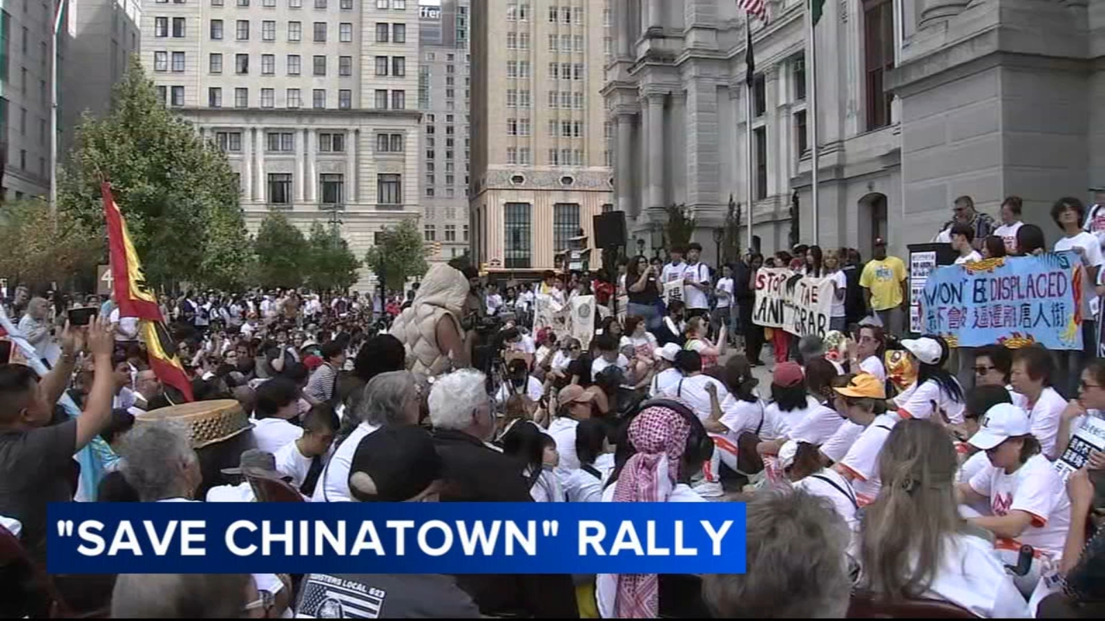 Save Chinatown Coalition rallies at City Hall against proposed 76ers ...