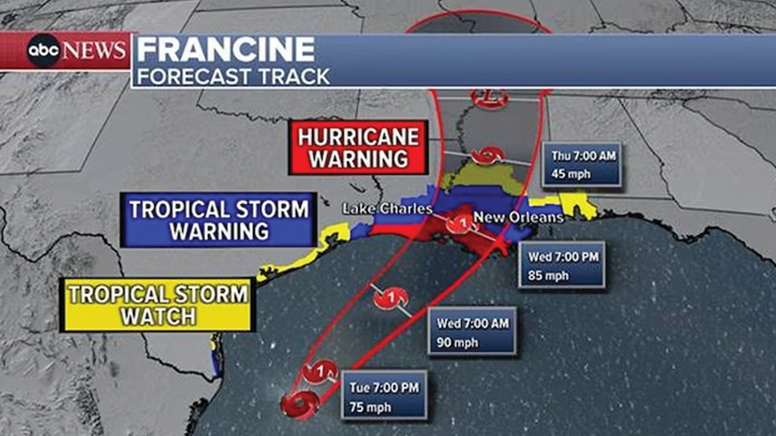 Hurricane Francine tracker: Storm strengthens into Category 1 as ...