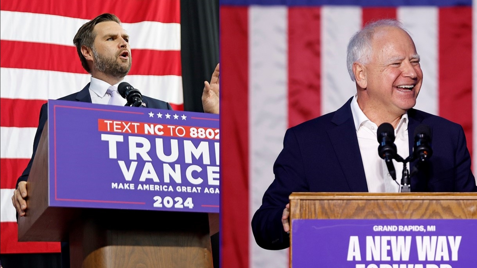 Vice presidential nominees, JD Vance and Tim Walz, both stumping in ...