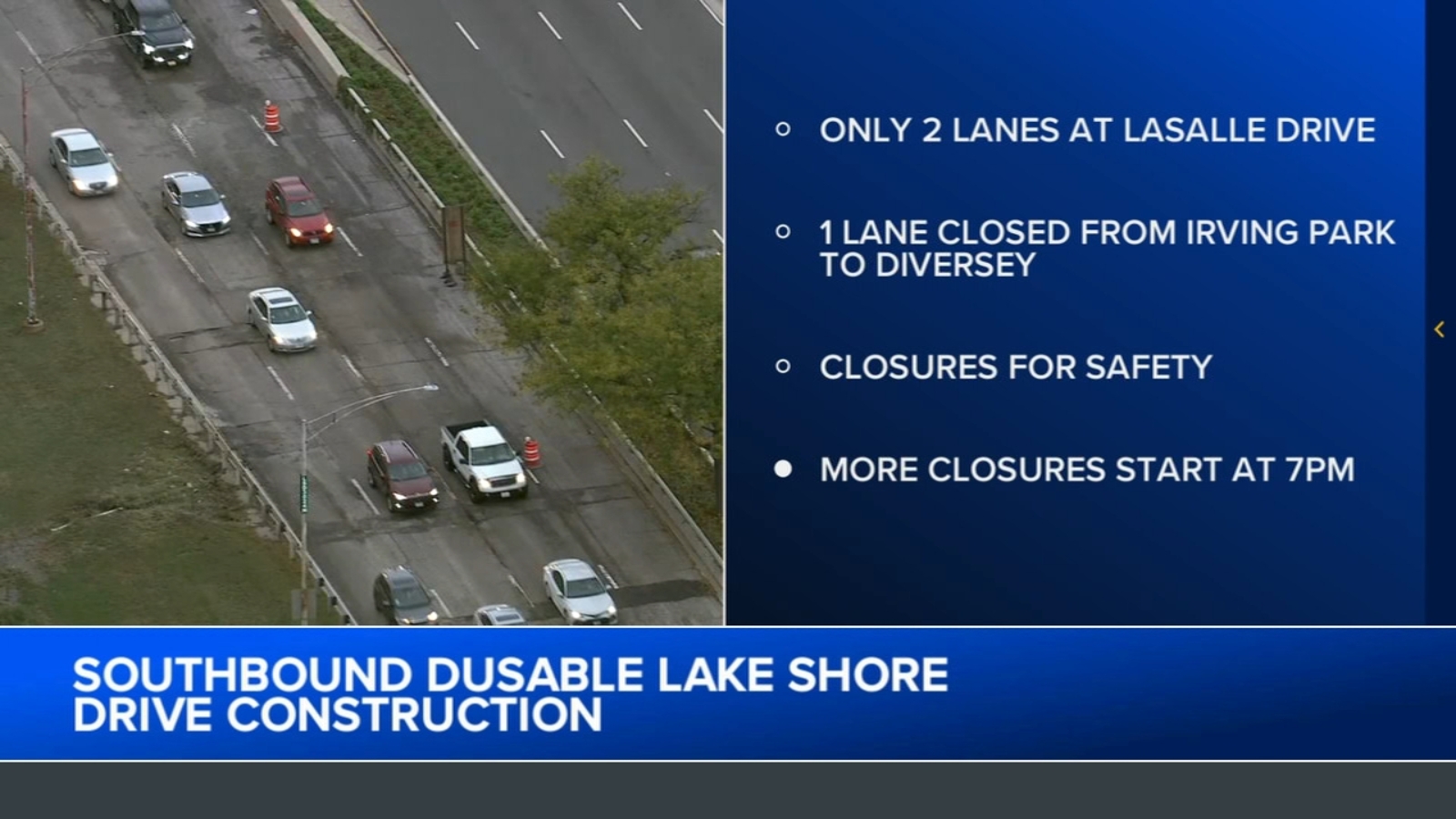 Southbound DuSable Lake Shore Drive closures overnight could impact ...