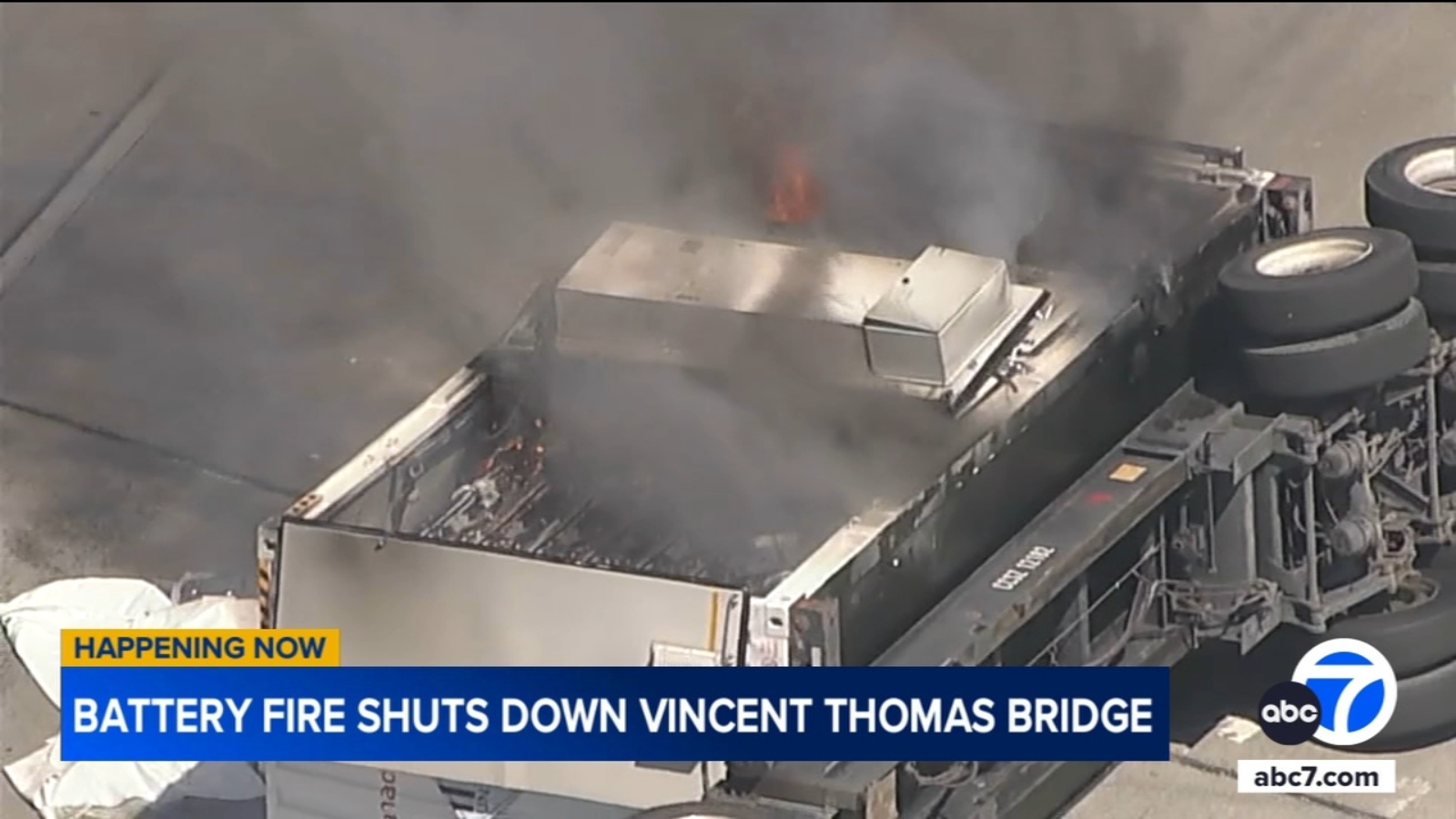 Semi-truck carrying lithium-ion batteries overturns, sparks fire in San ...
