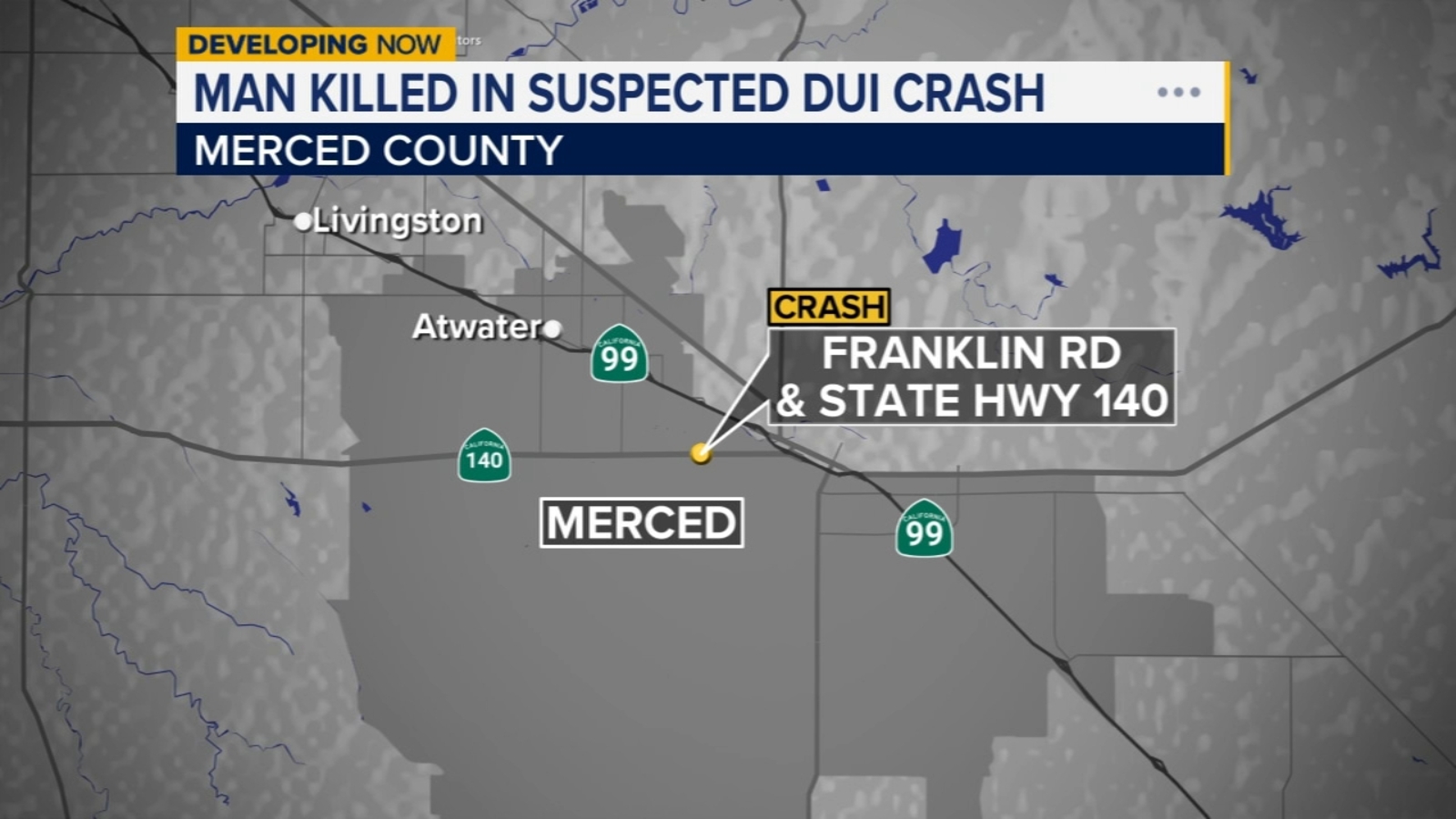 Man killed in suspected DUI crash in Merced County - ABC30 Fresno