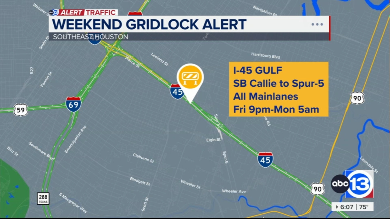 Traffic delays in Houston: I-45 Gulf Freeway bridge repairs closes ...