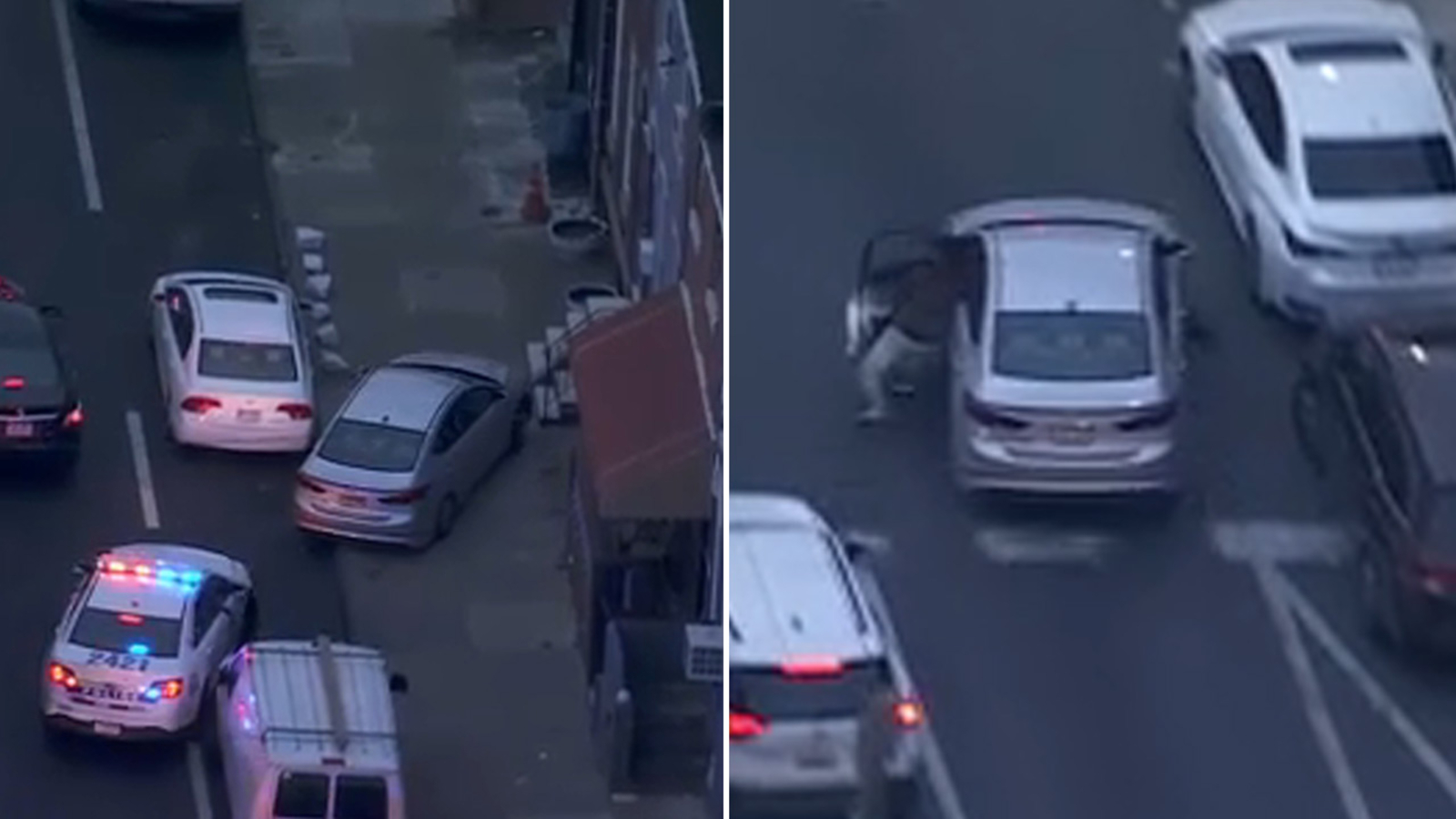 Suspect drives down sidewalk, jumps out of car during wild chase in ...