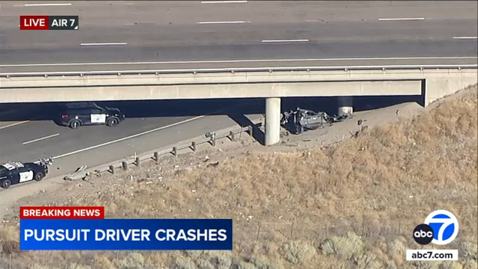 Driver of stolen vehicle killed after crashing at high speed after hourlong chase through ...