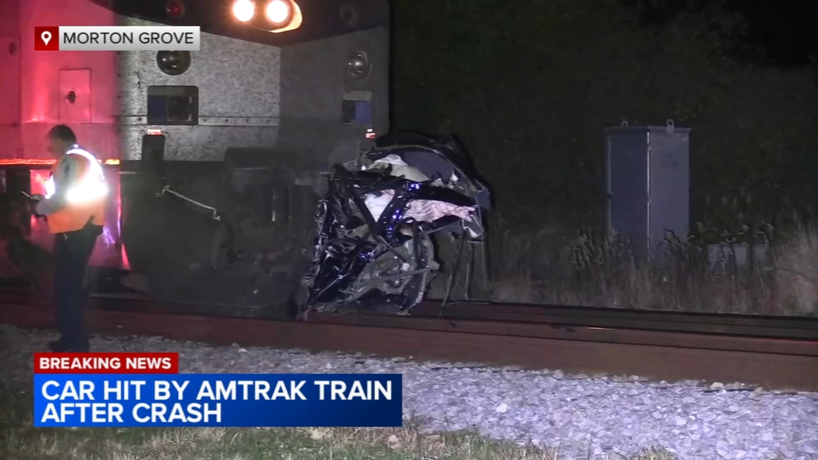 Morton Grove crash: Amtrak train hits vehicle on tracks at Lehigh Avenue following car crash ...