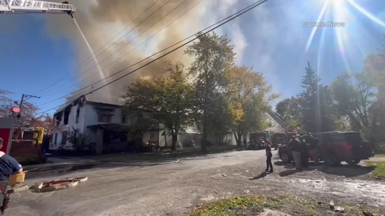 Harvey fire: Several displaced after large fire breaks out in abandoned ...