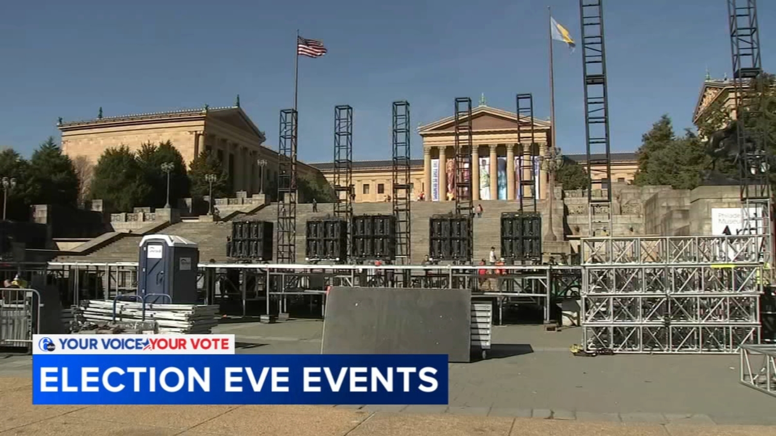 Preparations continue for Harris campaign's Election Eve rally outside ...