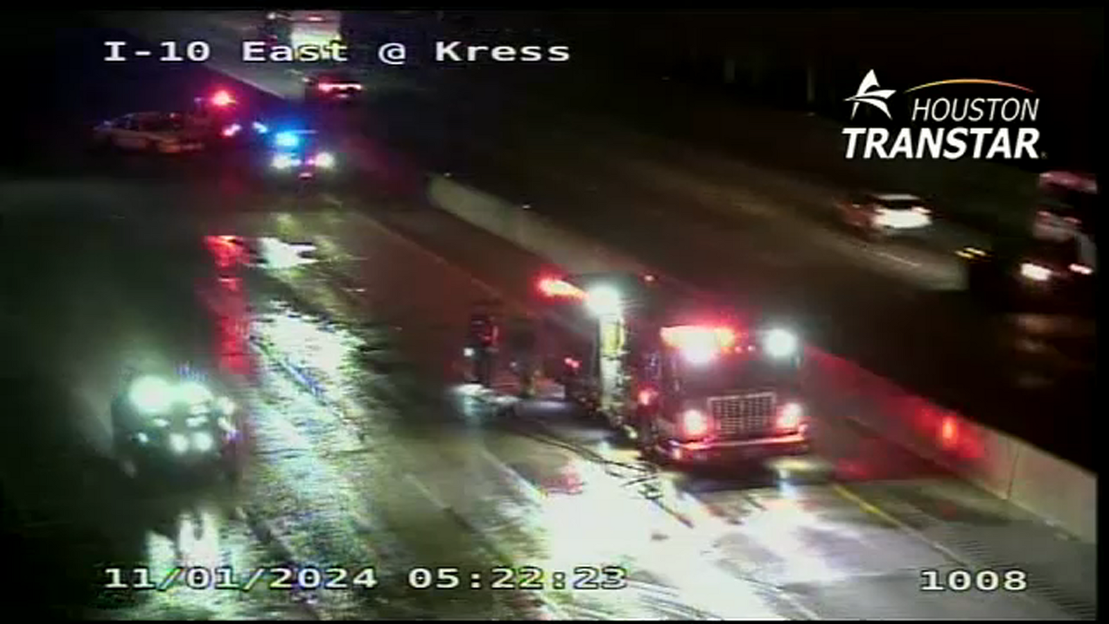 First responders take cover as car goes through roadblock of deadly motorcycle crash on I-10 ...