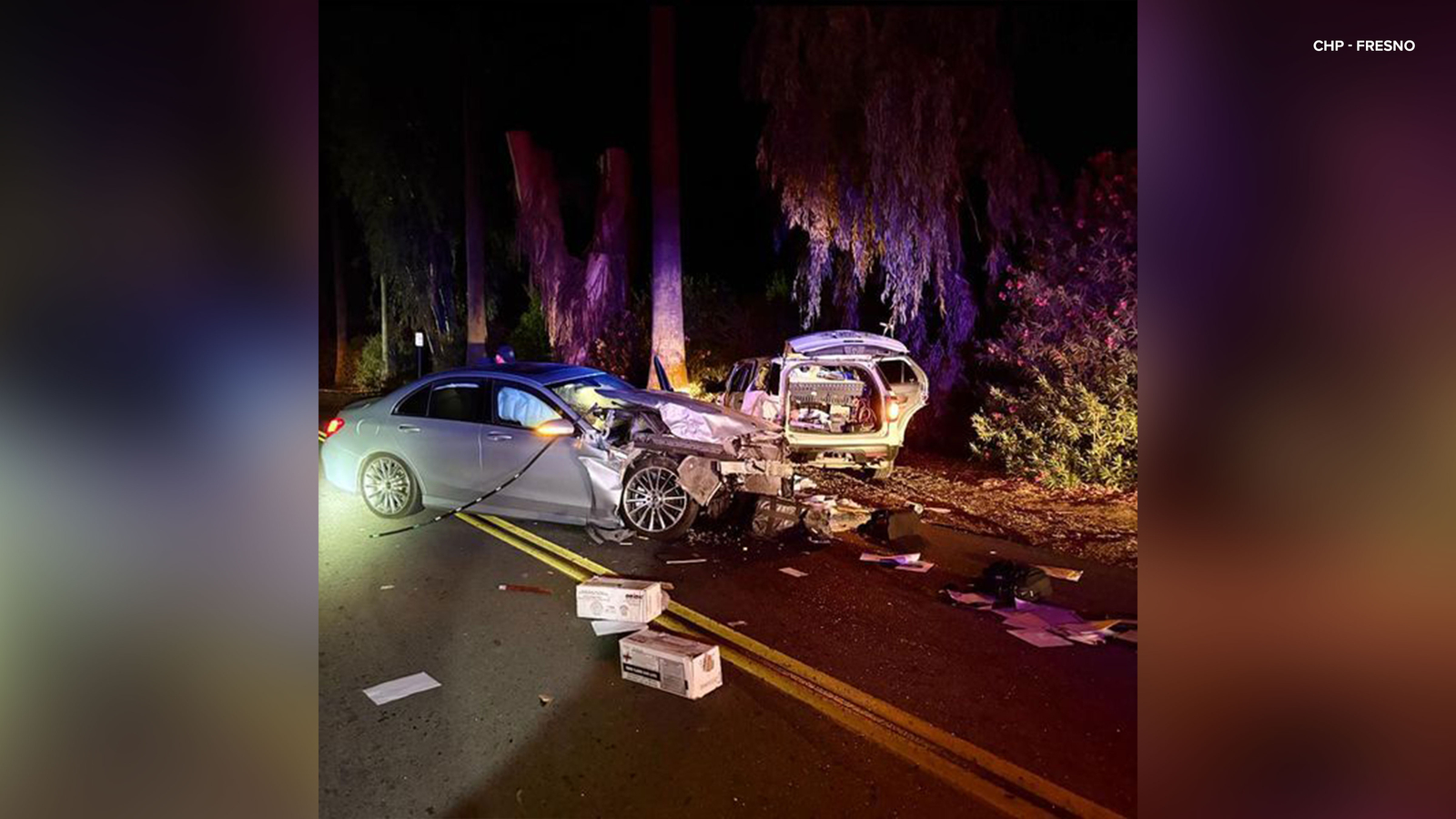 Back-to-back crashes in Fresno County leave 1 man dead and CHP car damaged - ABC30 Fresno