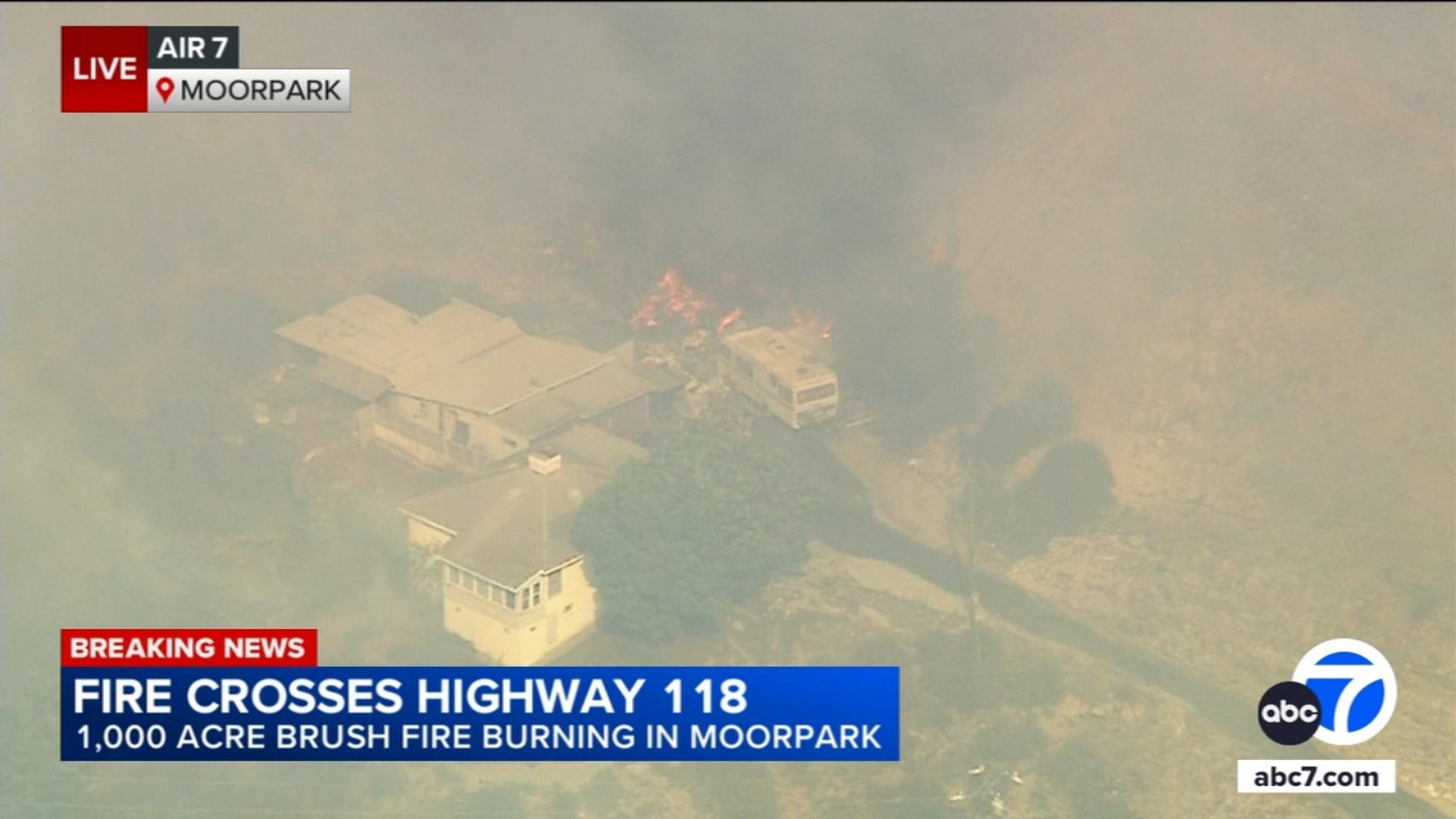 Aerial video from AIR7 HD showed at least three homes burning - ABC7 ...