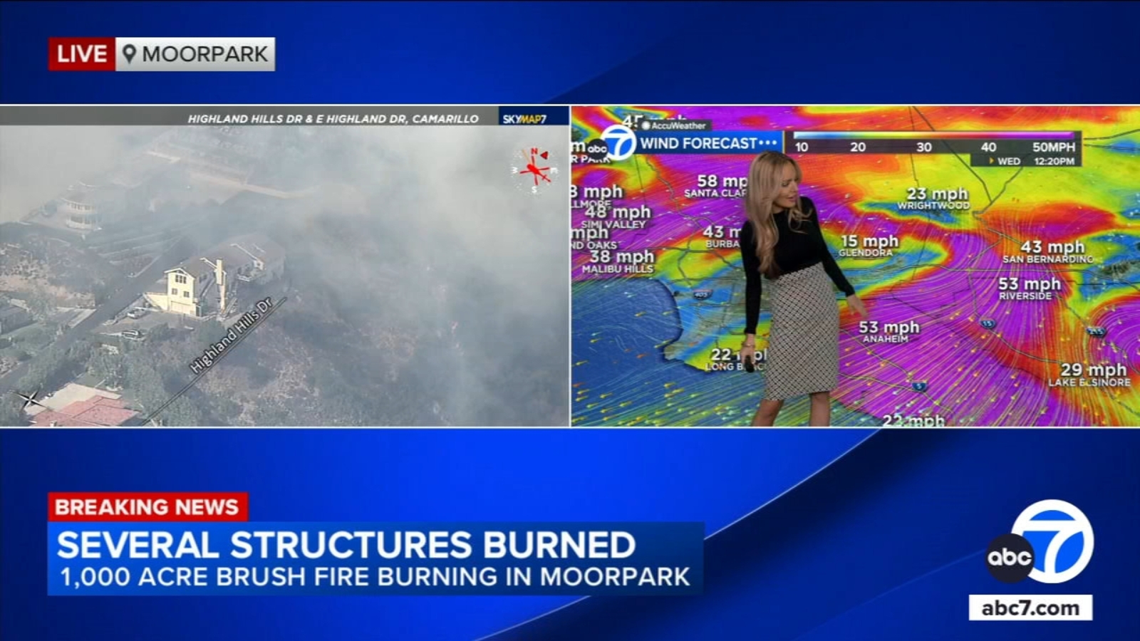 50 mph winds in area; red-flag conditions - ABC7 Los Angeles