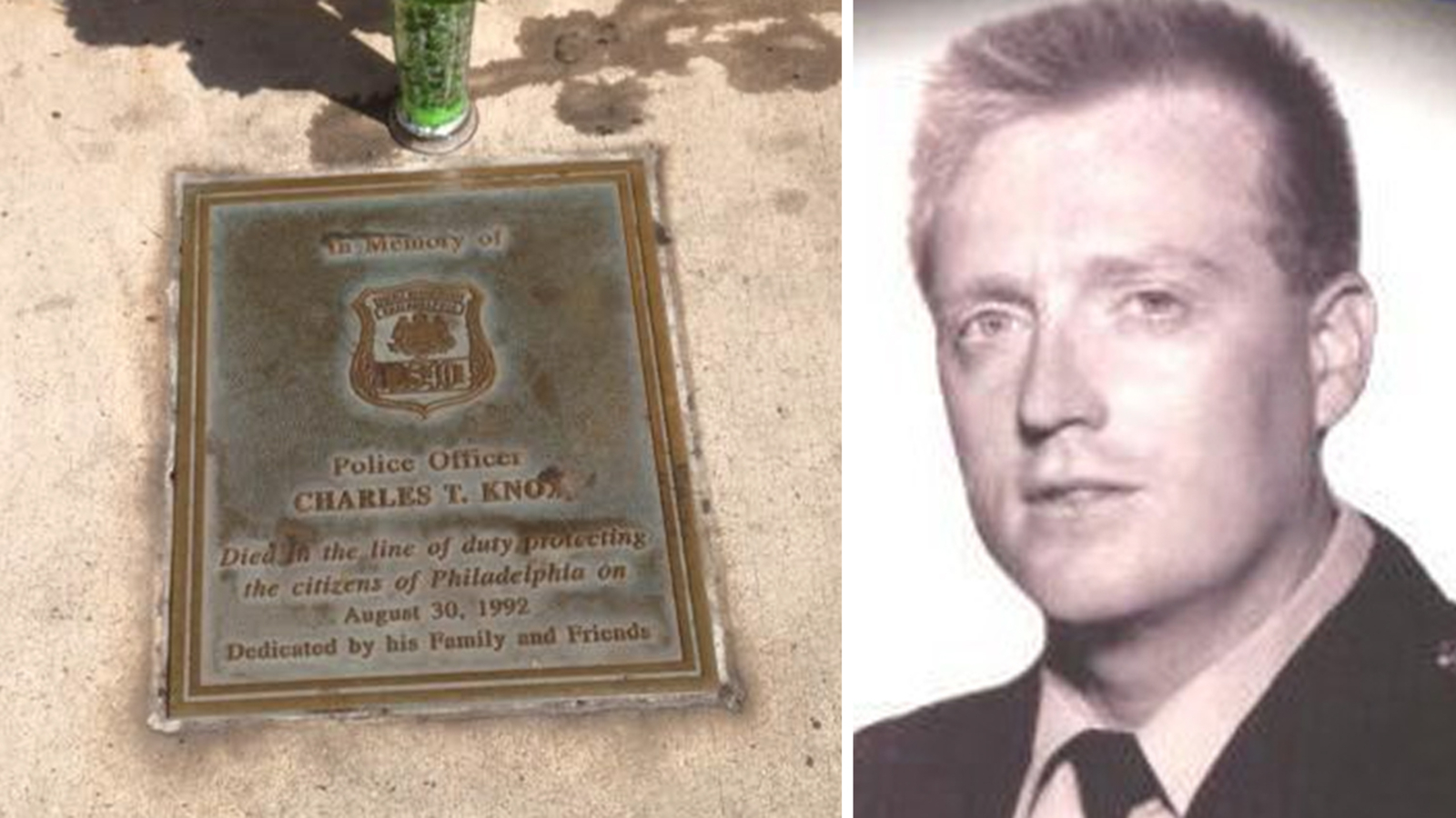 Memorial plaque dedicated to a fallen Philadelphia police officer ...