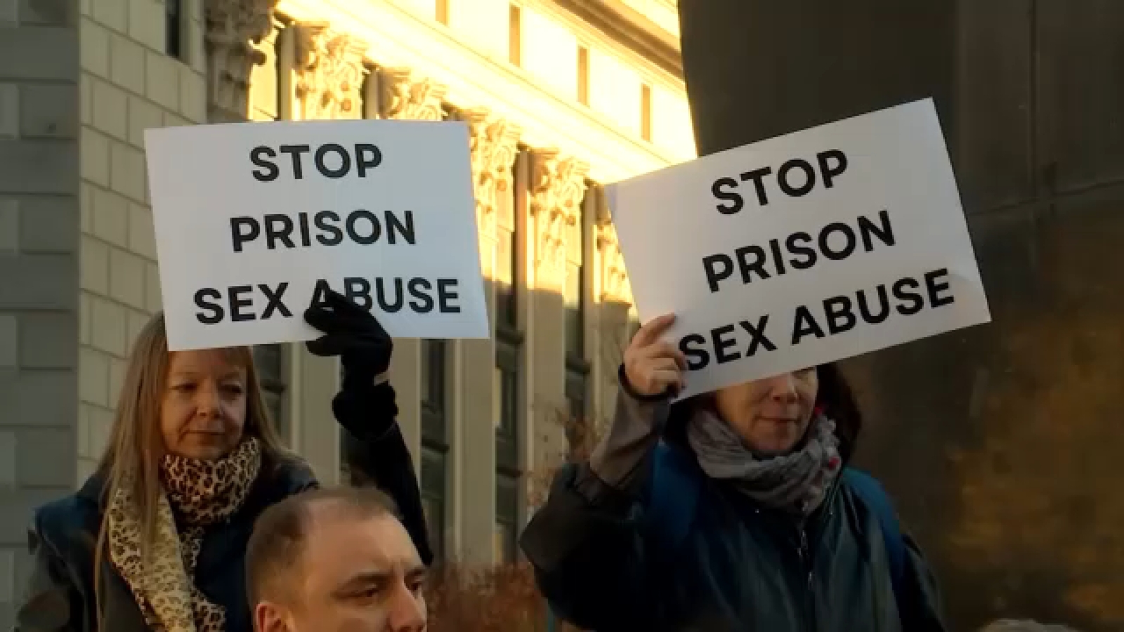 Victims of prison sexual assaults rally for justice on 1st anniversary of Adult Survivors Act ...