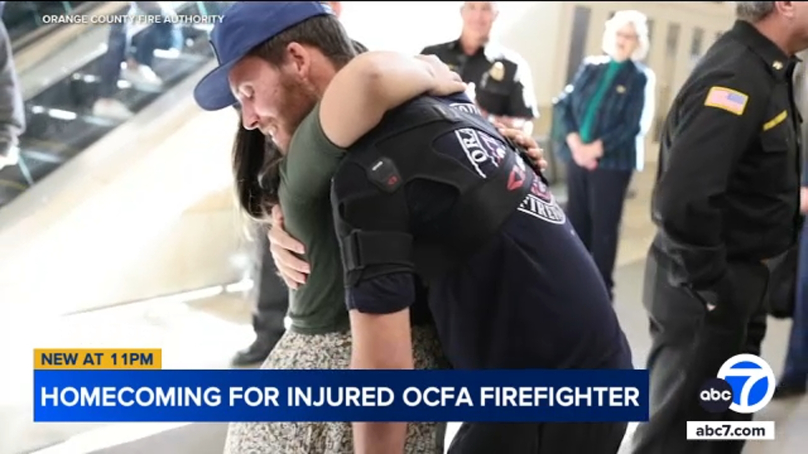 Firefighter returns home from rehab after suffering spinal injury in ...
