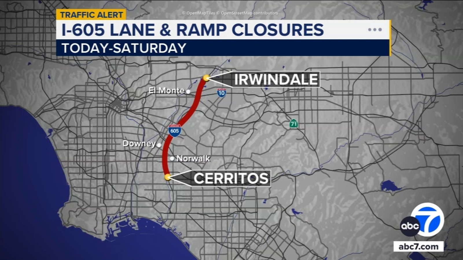 605 Freeway closures: Overnight lane, ramp closures between Cerritos ...
