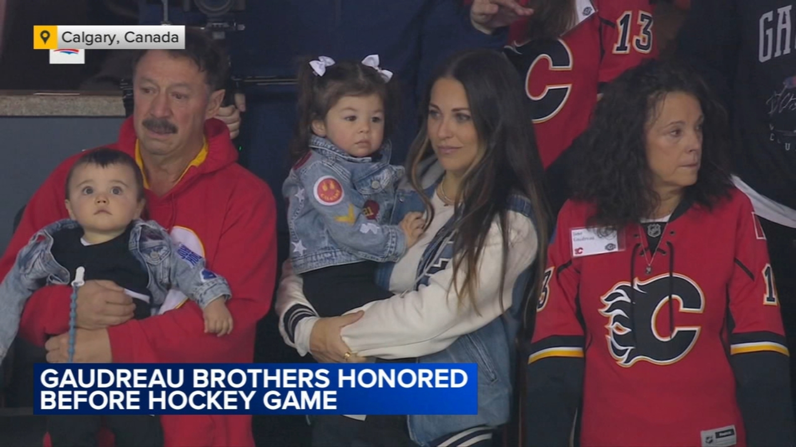 Flames honor Johnny Gaudreau, welcome family back to Calgary for game ...