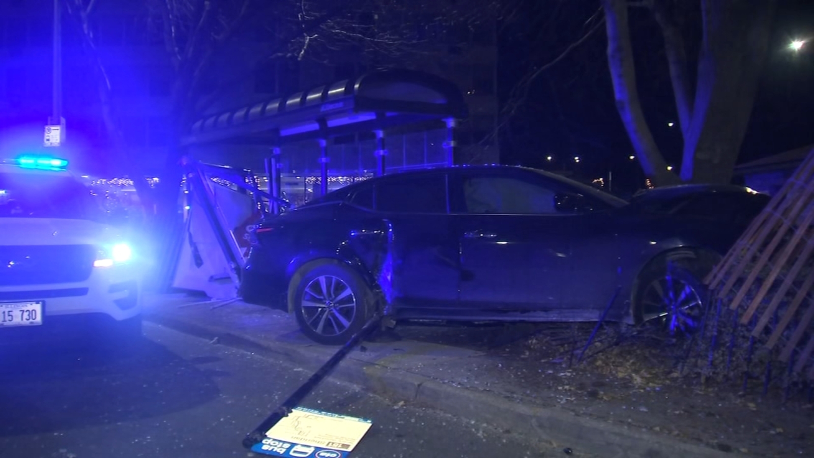 Chicago police chase ends with crash into CTA bus shelter on DuSable ...