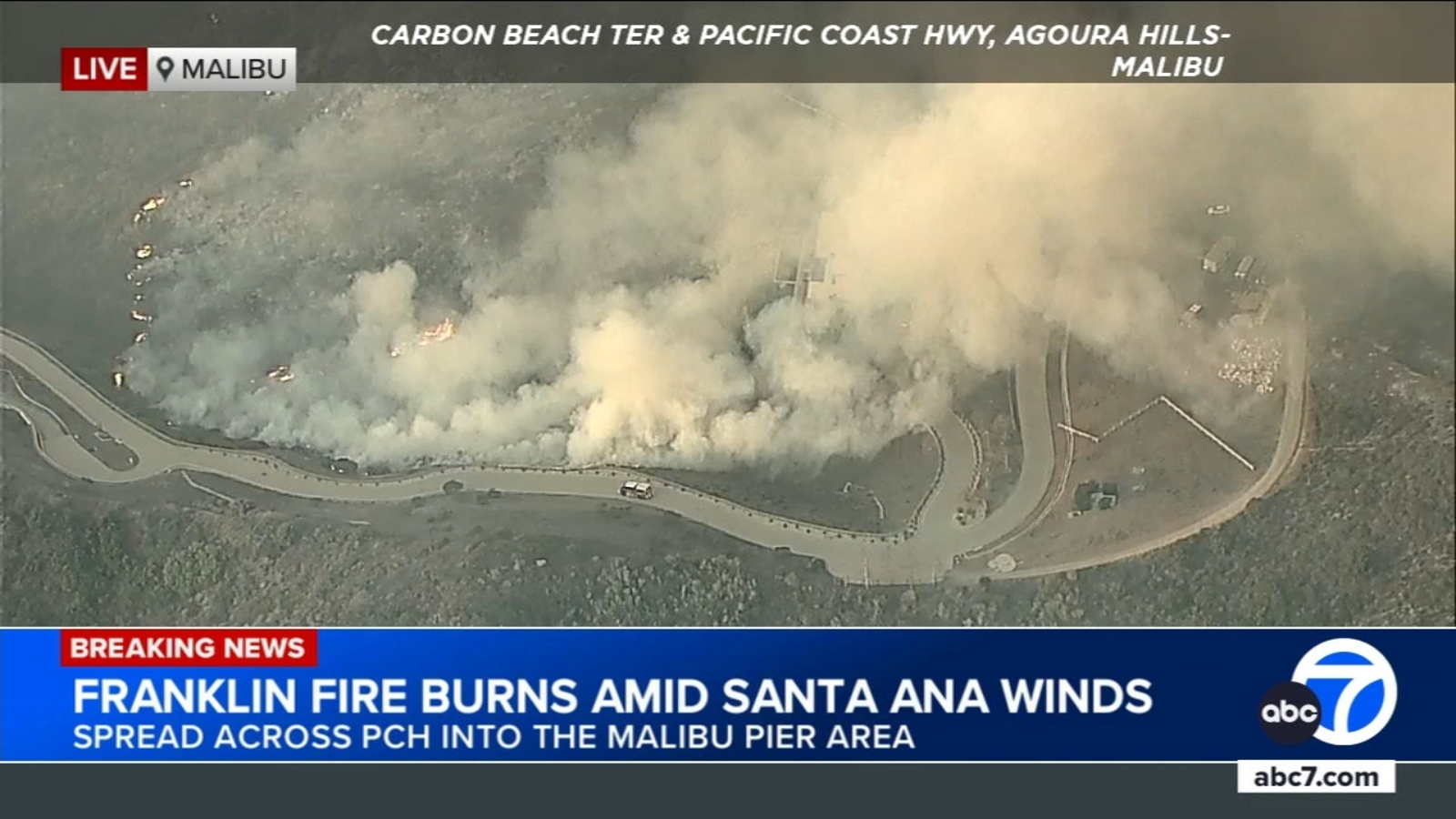 AIR7 captures first daylight images of Franklin Fire - ABC7 Los Angeles