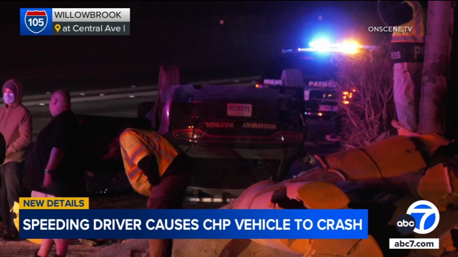 CHP vehicle overturns in crash on 105 Freeway in Willowbrook; 2 ...