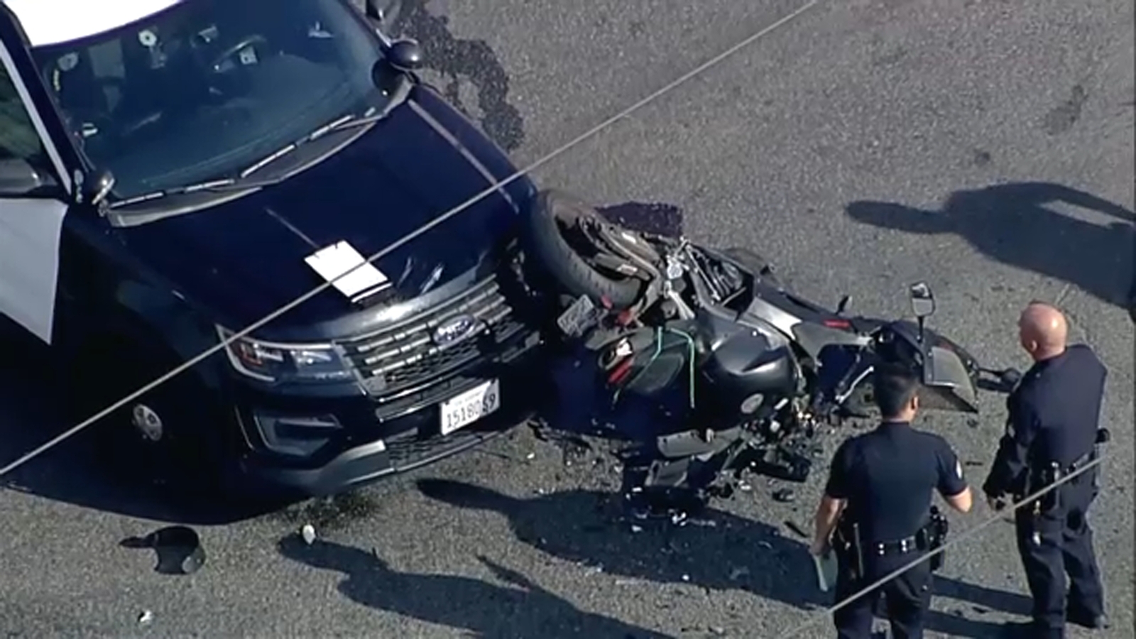 LAPD cruiser crashes into motorcyclist in downtown LA area - ABC7 Los ...