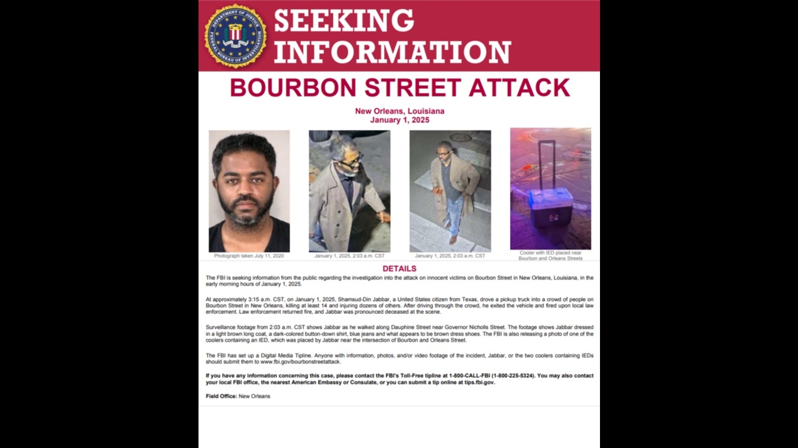 FBI releases new 'seeking information' poster about Shamsud-Din Jabbar ...