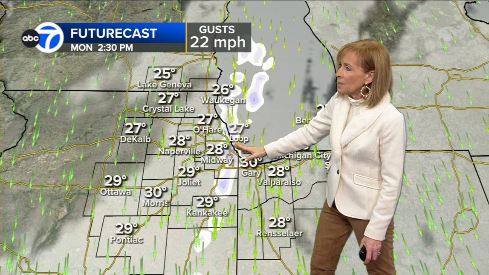 Chicago weather: Lake effect snow, windy Monday - ABC7 Chicago