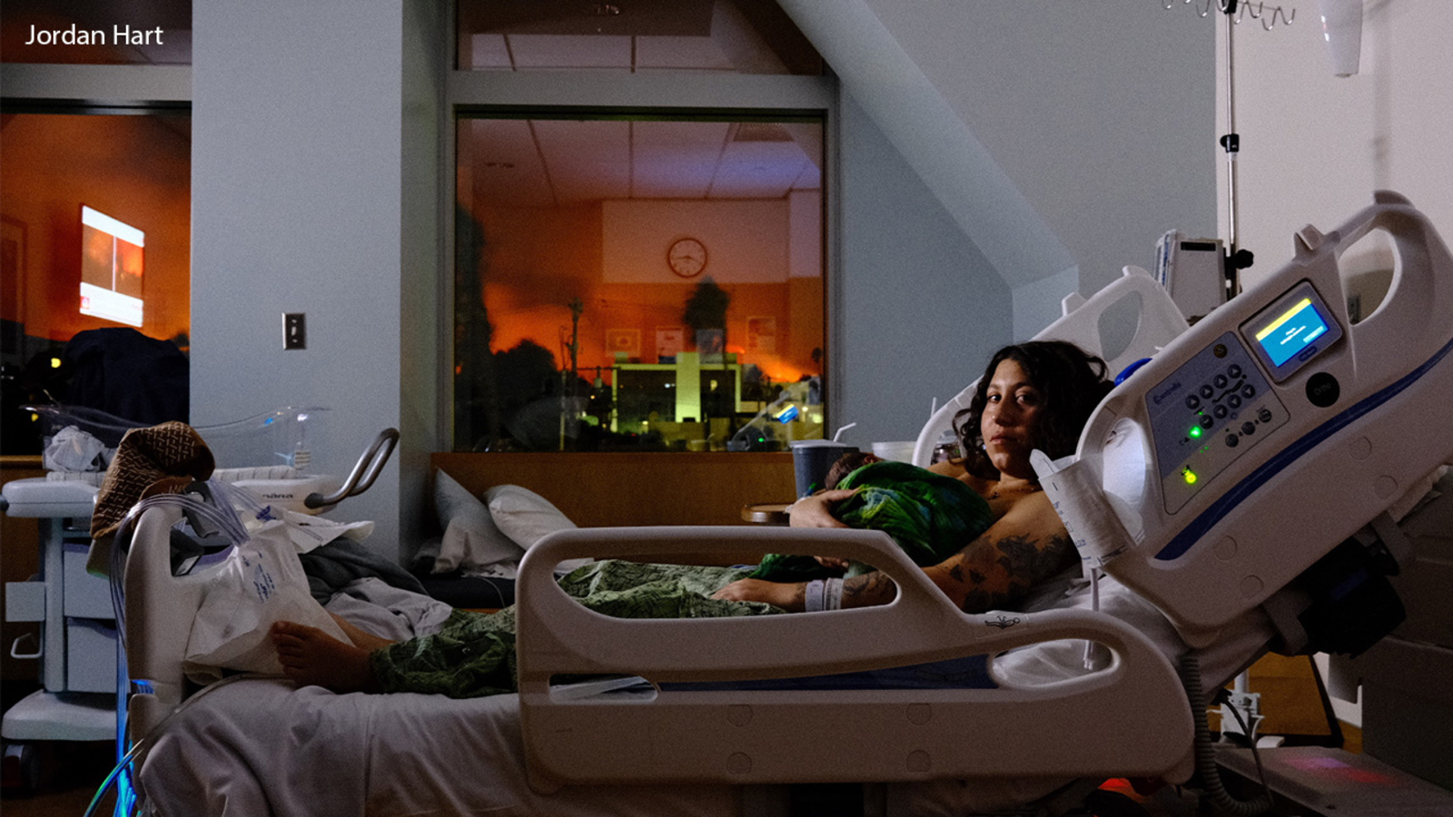 Woman gives birth as start of Palisades Fire seen outside hospital ...