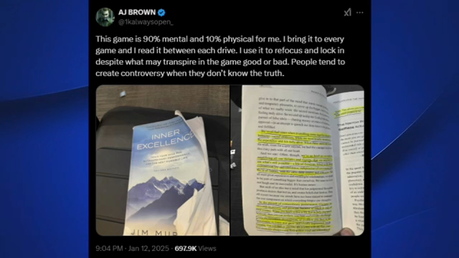 A.J. Brown's sideline book skyrockets to top seller on Amazon - 6abc ...