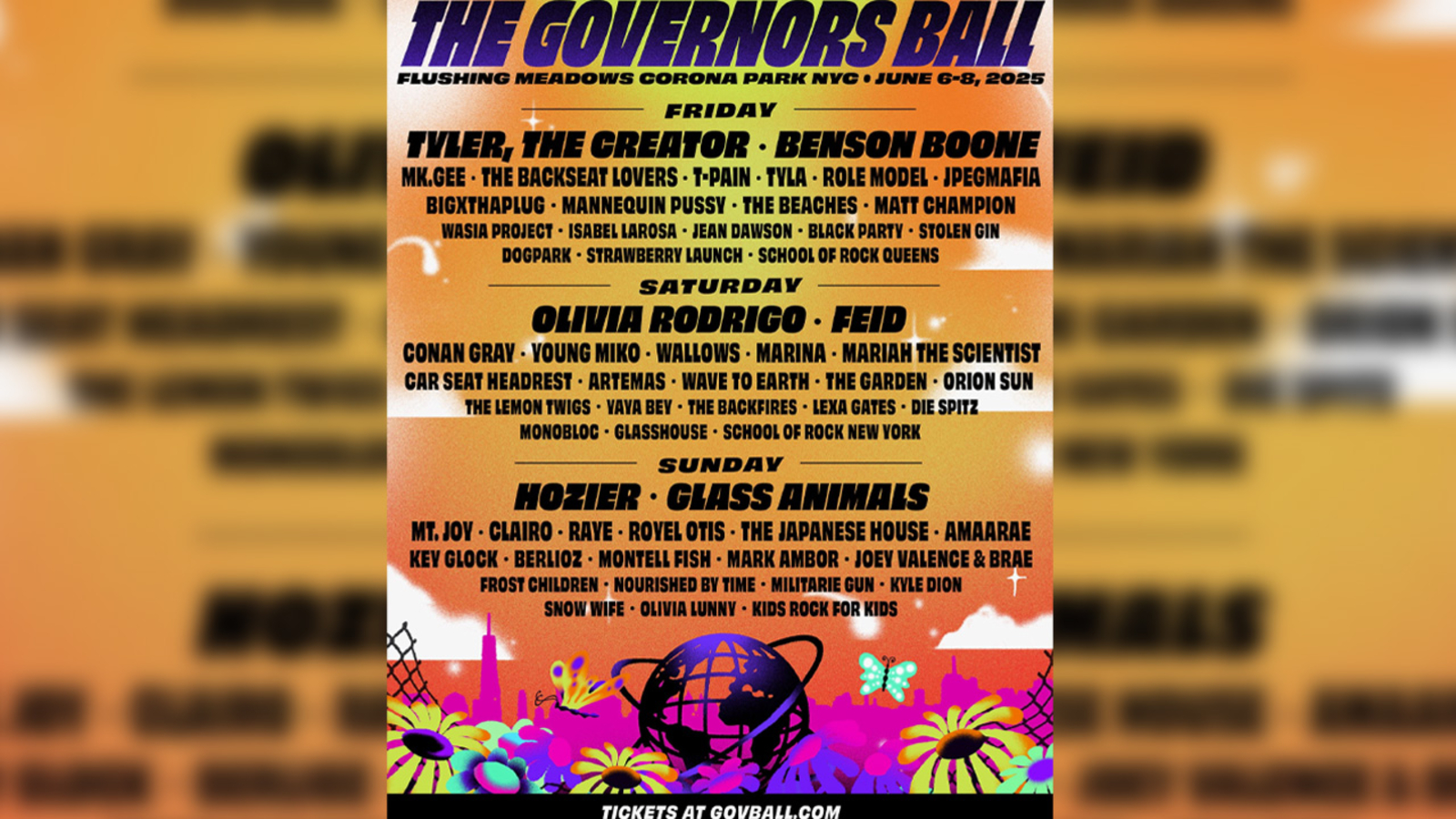 Governors Ball 2025: NYC music festival to be headlined by Olivia Rodrigo, Tyler The Creator and ...