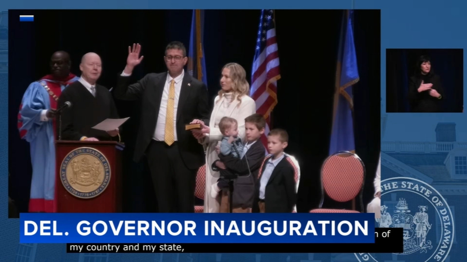 Governor Matt Meyer sworn into office in Delaware inauguration - 6abc ...