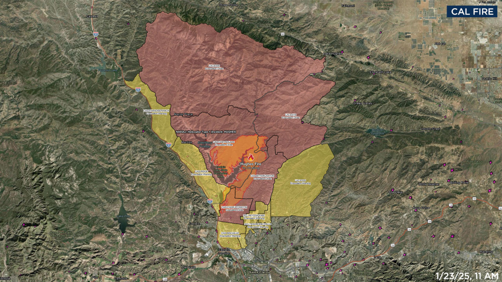Hughes Fire map shows evacuation zones in Castaic - ABC7 Los Angeles