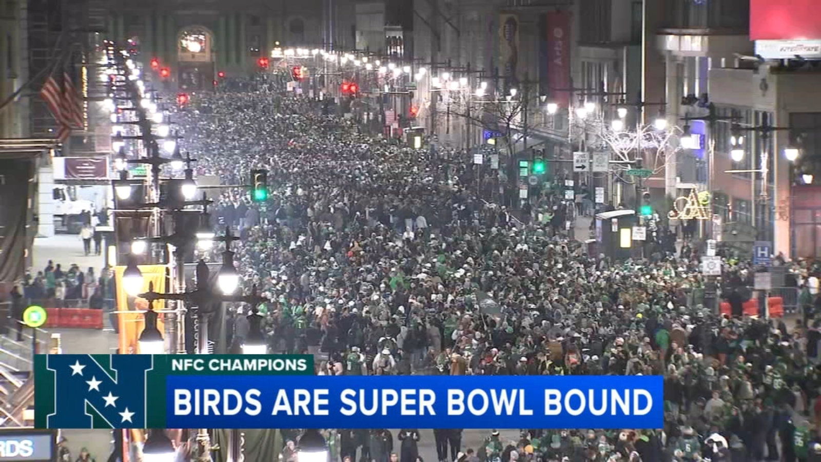 Broad Street packed with Eagles fans celebrating NFC Championship win - 6abc Philadelphia