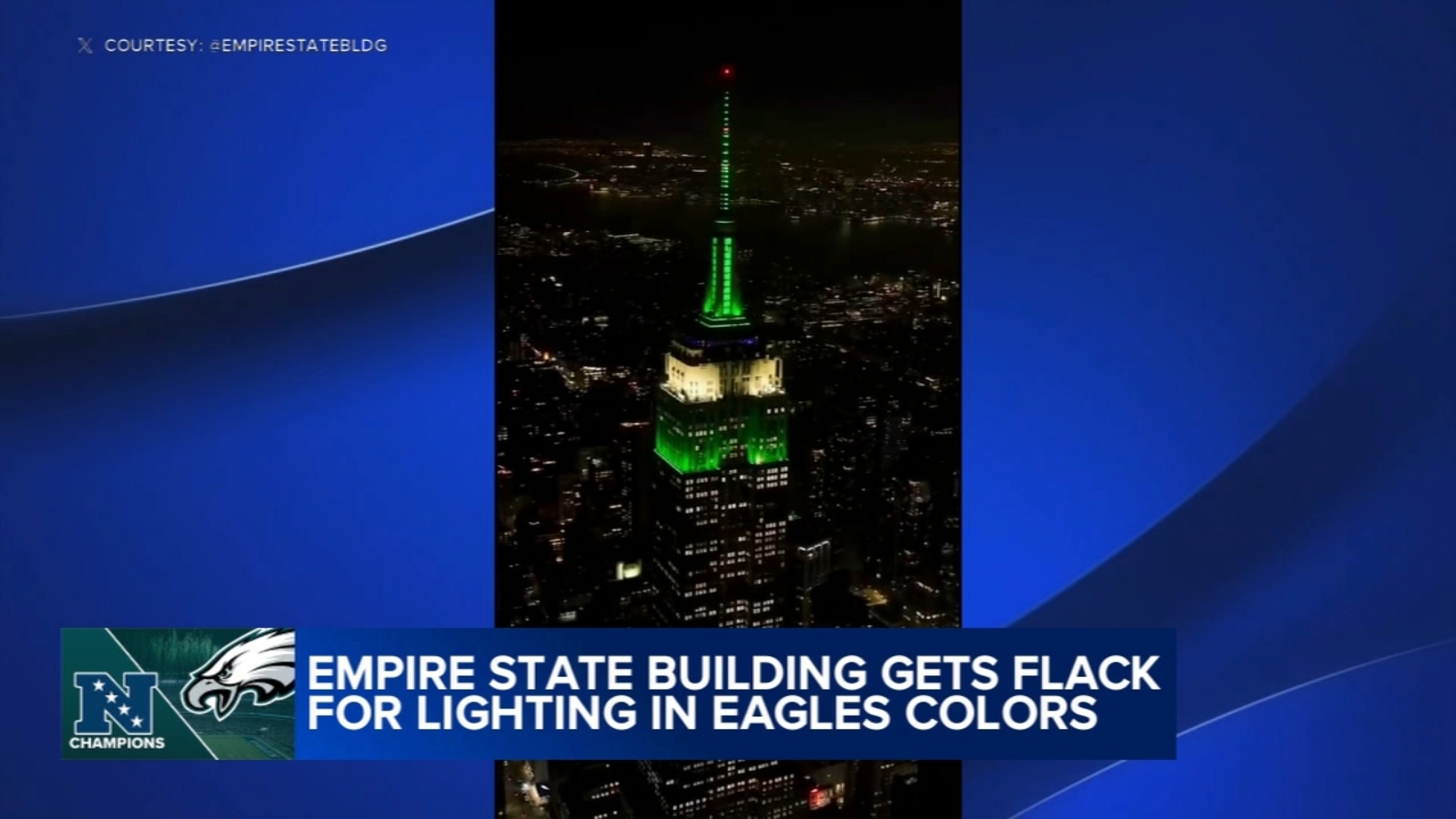Empire State Building in New York turns green after Eagles NFC ...