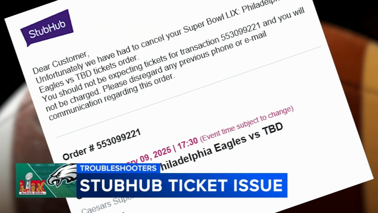 Troubleshooters help Eagles fan with Super Bowl ticket tie-up - 6abc ...