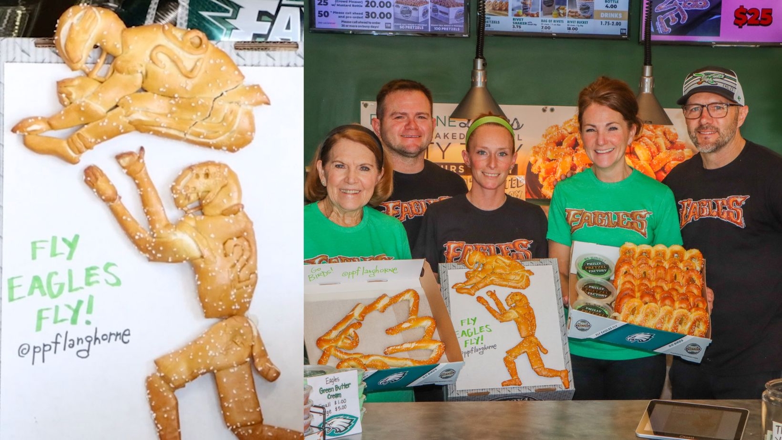 Philly Pretzel Factory in Langhorne, PA recreates custom Eagles icons ...