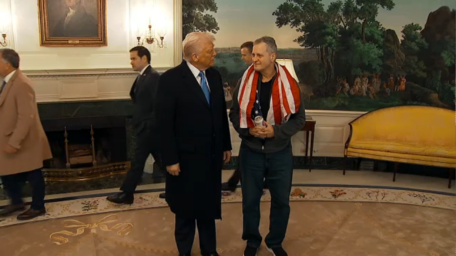 American teacher Marc Fogel greeted by President Donald Trump at the ...