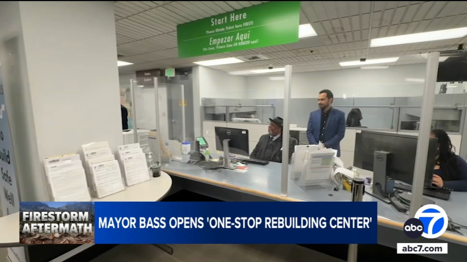 Mayor Bass touts opening of 'one-stop rebuilding center' in aftermath of Eaton and Palisades ...