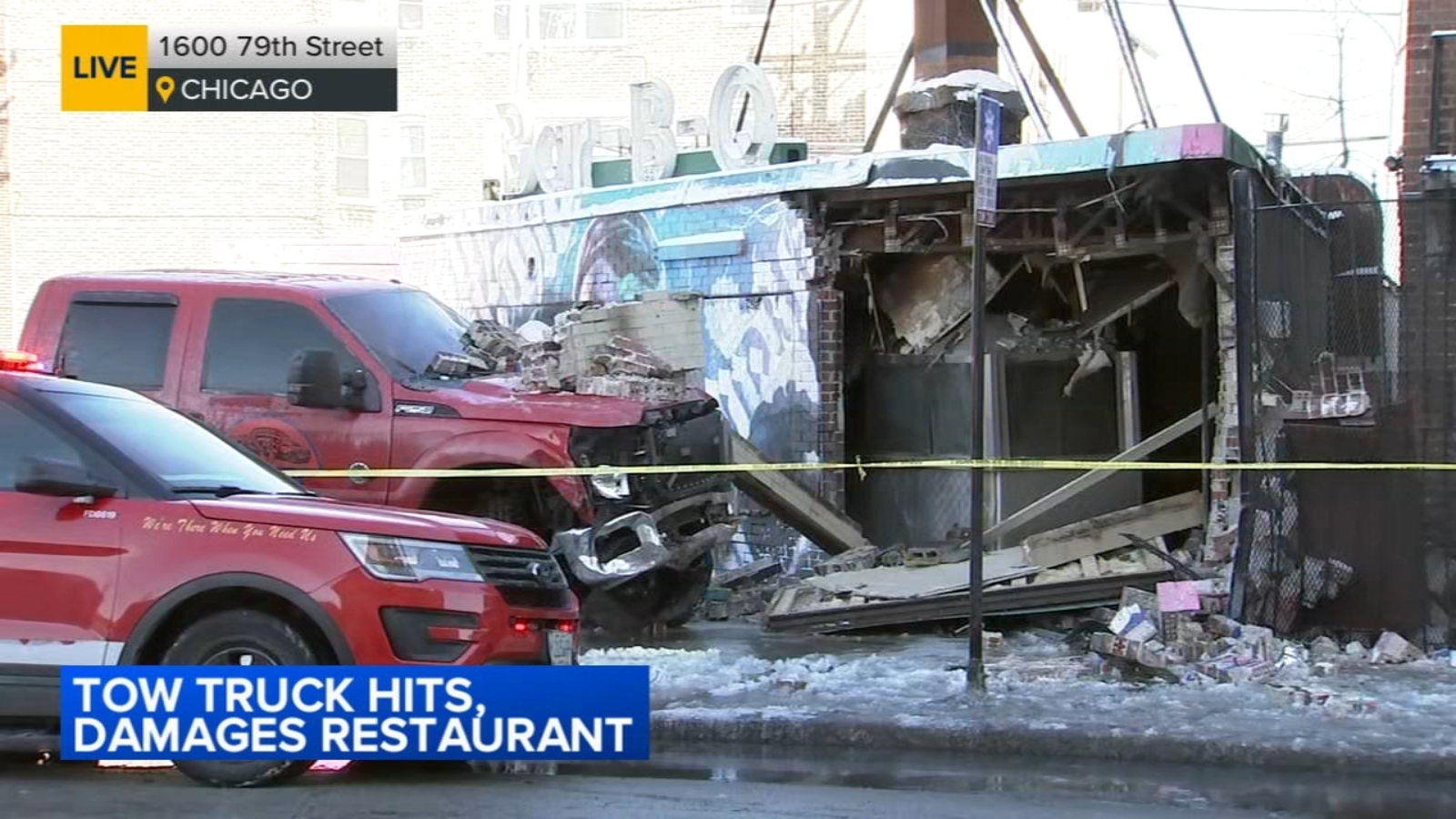 Chicago traffic: Crash sends tow truck into South Shore restaurant at 79th near Avalon Regal ...