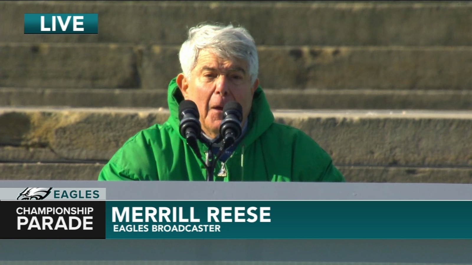 Eagles broadcaster Merrill Reese introduces team at Art Museum - 6abc ...