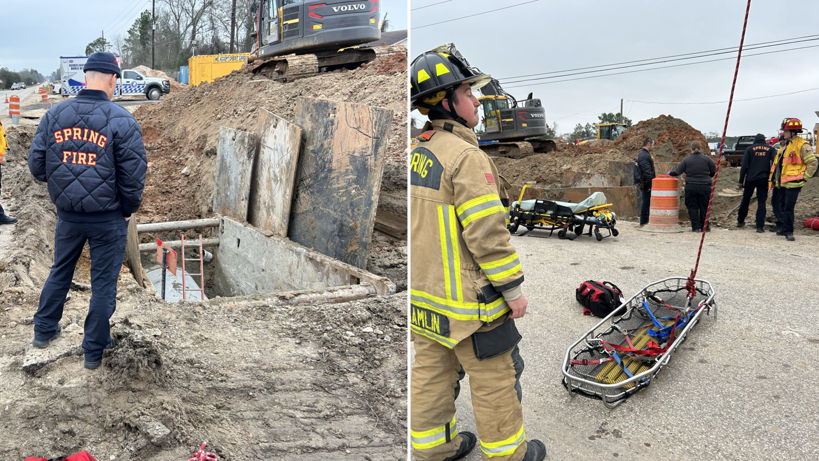 Construction worker hospitalized after falling into 12-foot trench near ...